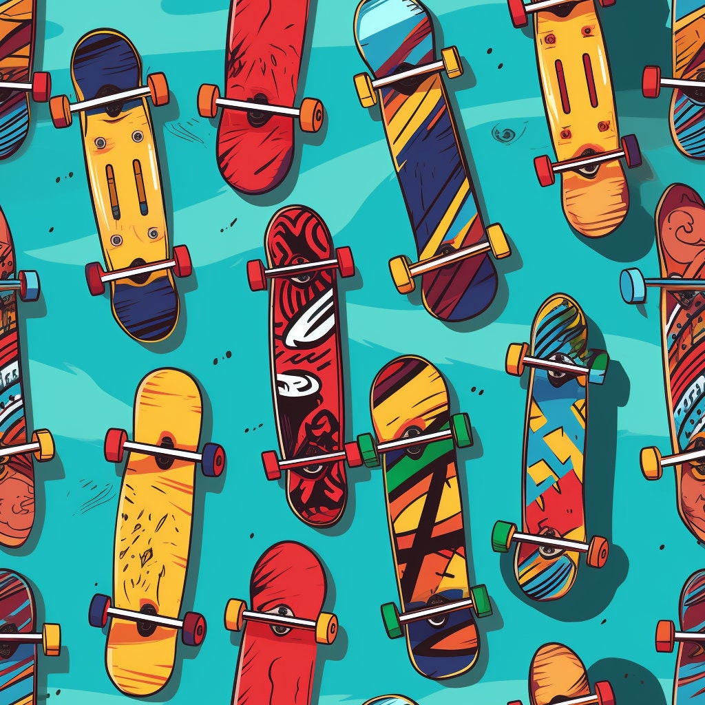 Skateboards Seamless Tile Pattern - Etsy