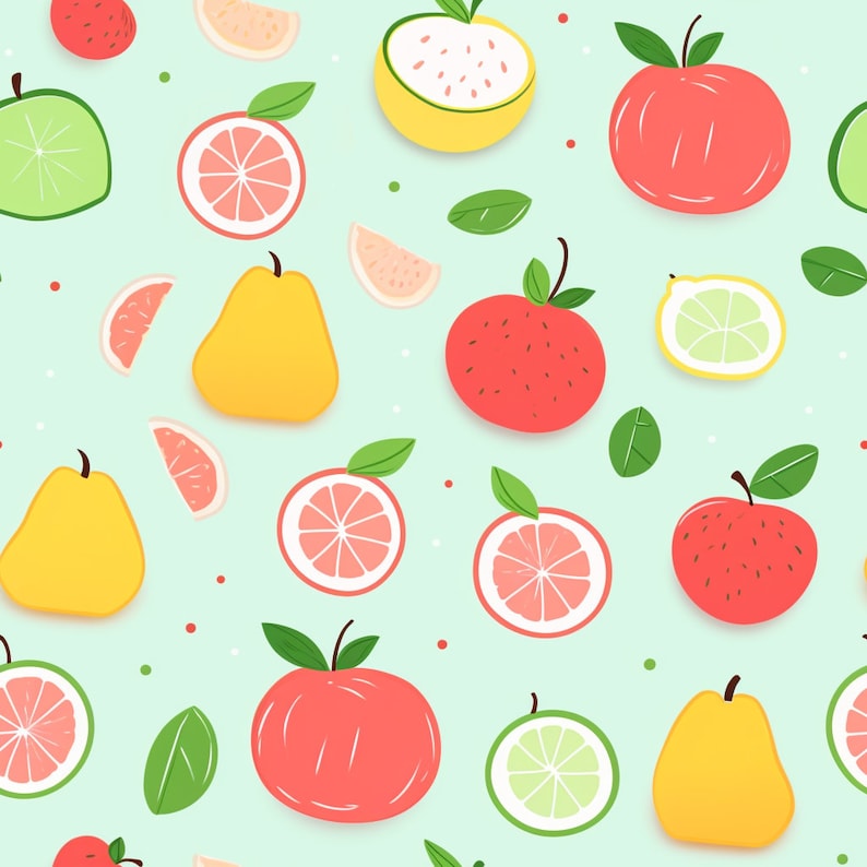 Fruit Pieces Seamless Tile Pattern - Etsy