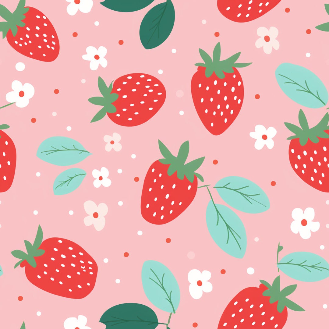 Strawberries Seamless Tile Pattern - Etsy