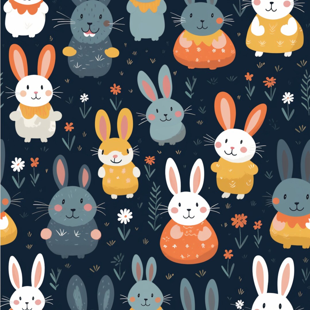Rabbits Seamless Tile Pattern - Etsy
