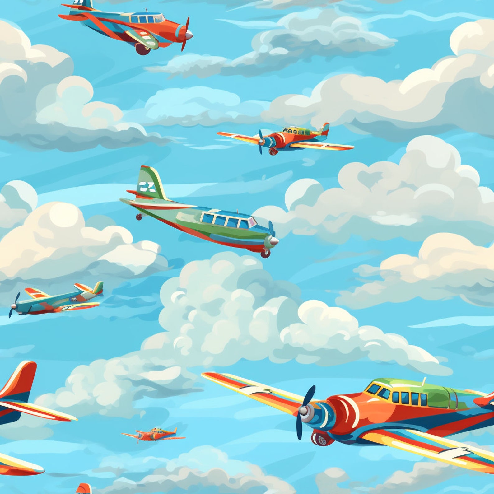 Planes Seamless Tile Pattern - Etsy