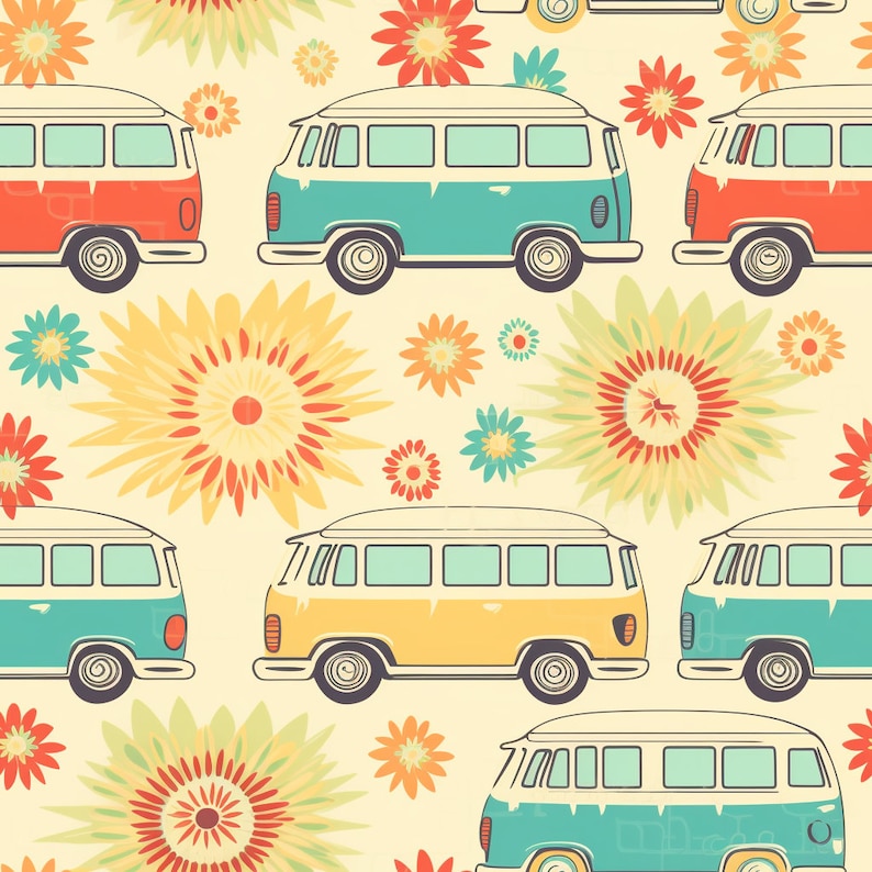 Groovy Van 1 Seamless Tile Pattern - Etsy