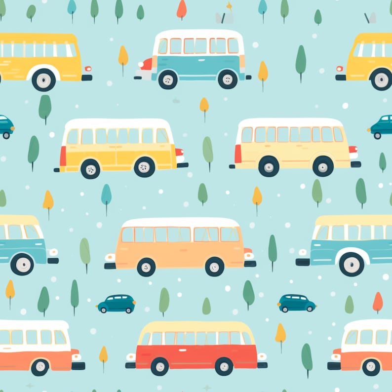 School Bus Seamless Tile Pattern - Etsy