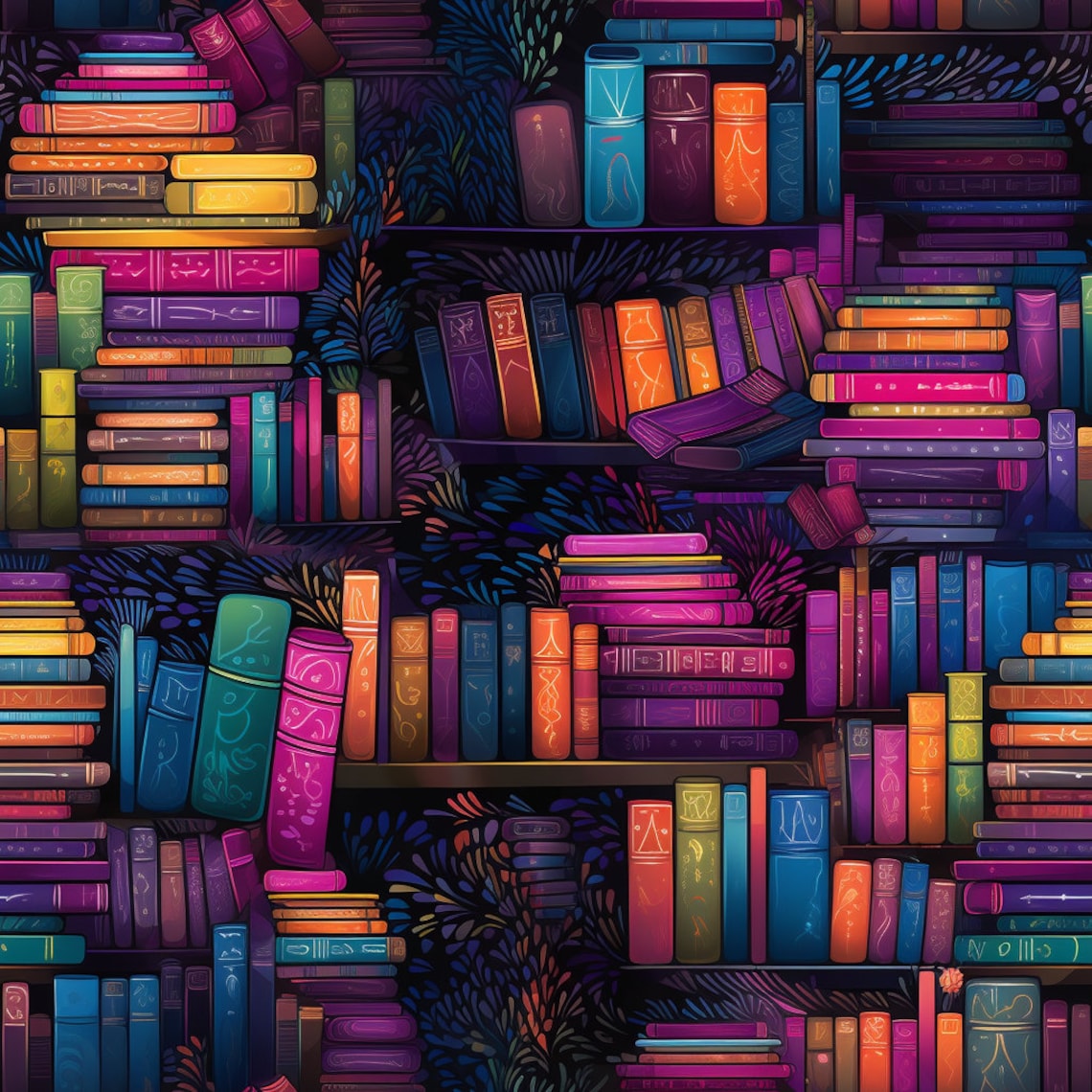 Books 1 Seamless Tile Pattern - Etsy