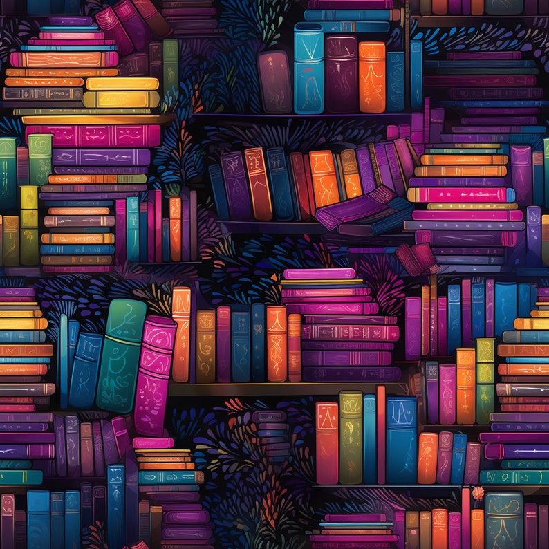 Books 1 Seamless Tile Pattern - Etsy