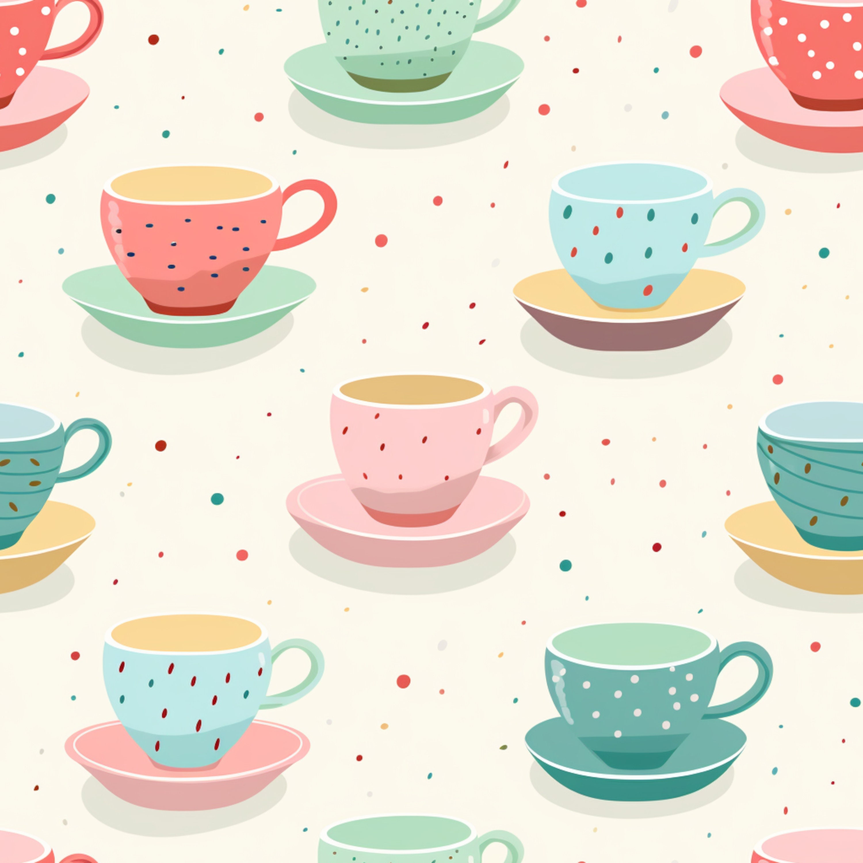 Cup and Saucers Seamless Tile Pattern - Etsy