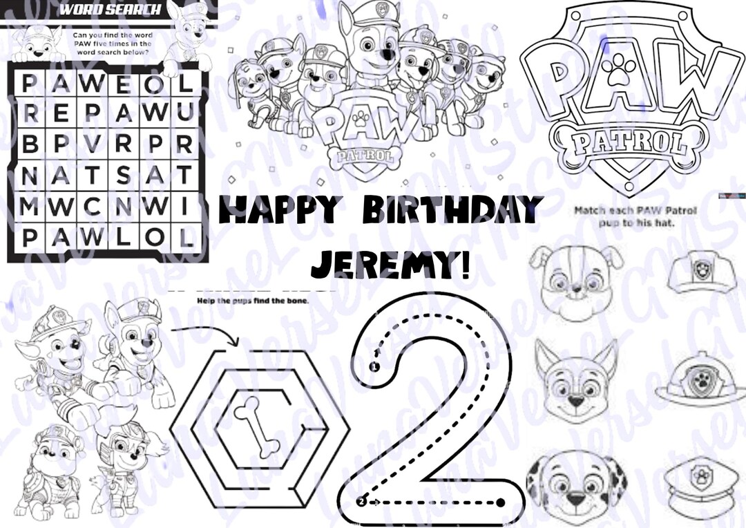 Custom Paw Patrol Kids Coloring Sheets - Etsy