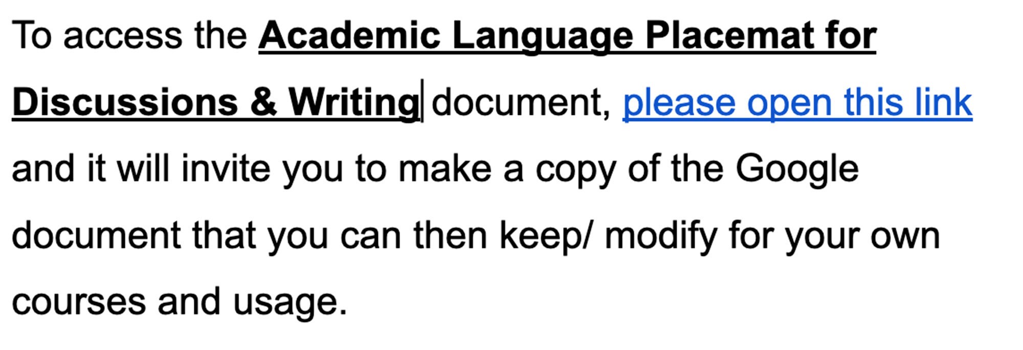 Dual-sided Classroom Academic Language Placemat- Discussion Frames ...