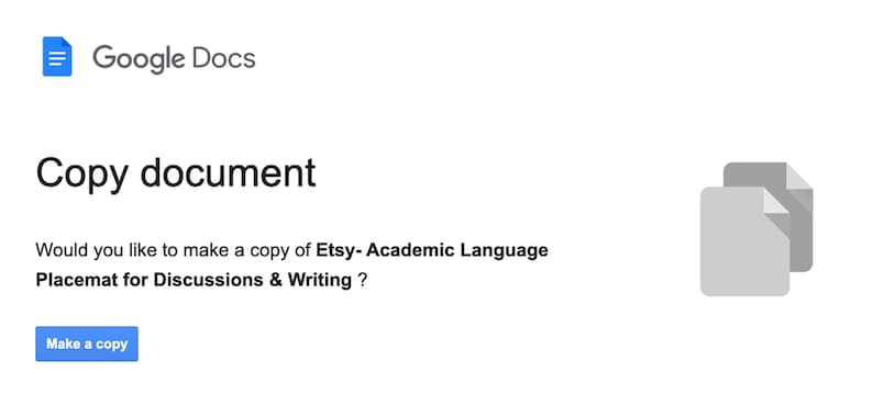 Dual-sided Classroom Academic Language Placemat- Discussion Frames ...