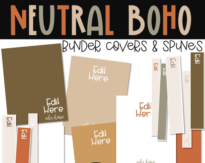 Neutral Boho Rainbow Binder Covers [editable] - Etsy Canada
