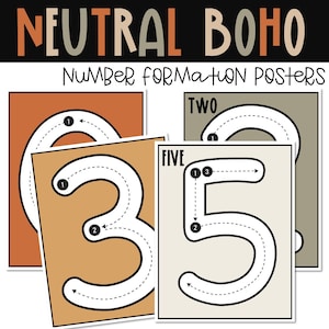 Neutral Boho Number Formation Posters Classroom Decor - Etsy