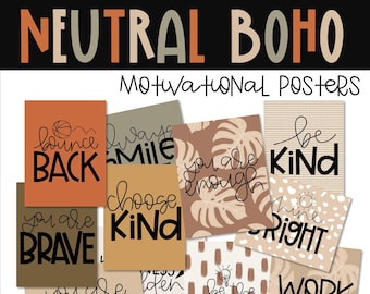 Neutral Boho Classroom Decor Motivational Quote Posters Display - Etsy