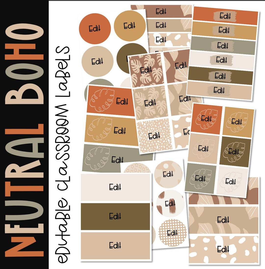 Neutral Boho Classroom Decor EDITABLE Labels for Rolling Cart - Etsy