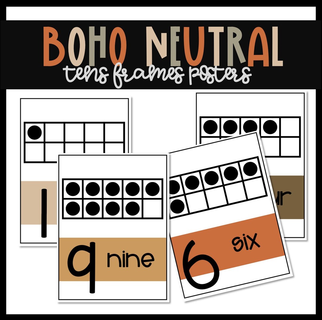 Neutral Boho Tens Frame Number Posters Classroom Decor - Etsy