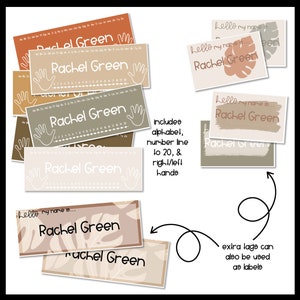 Neutral Boho EDITABLE Desk Name Tag Plates and Labels Classroom Decor ...
