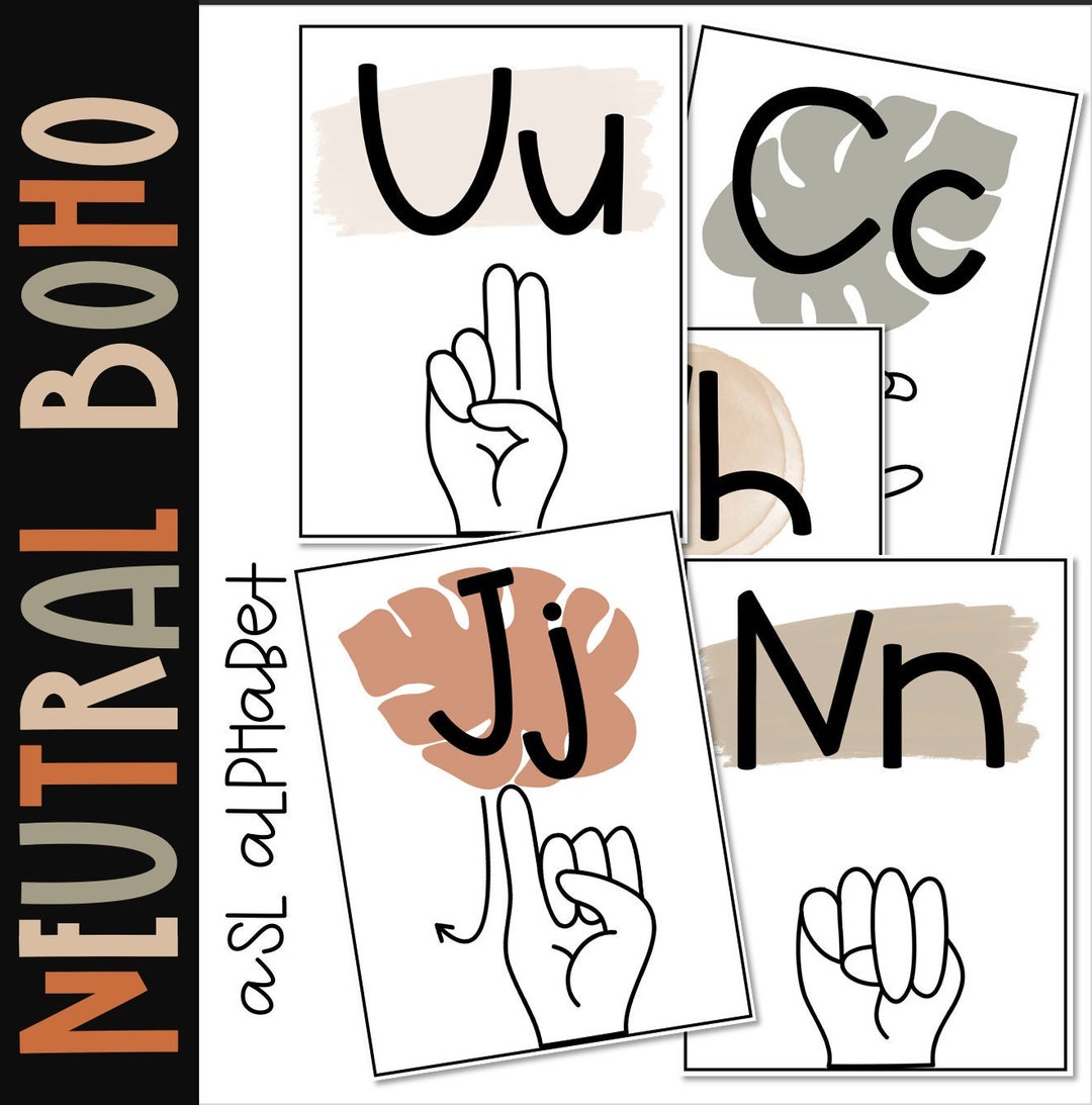 Neutral Boho Classroom Decor ASL Alphabet Display - Etsy