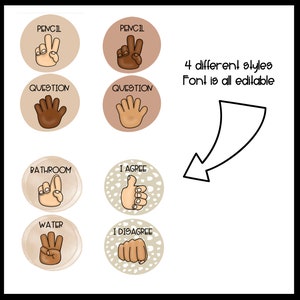 Neutral Boho EDITABLE Multicultural Hand Signals Classroom Decor - Etsy