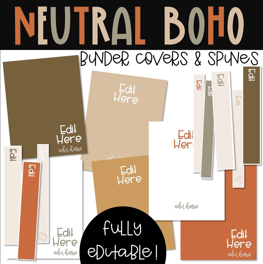 Neutral Boho Classroom Decor EDITABLE Binder Covers & Spines - Etsy