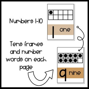 Neutral Boho Classroom Decor Tens Frame Number Poster Display - Etsy