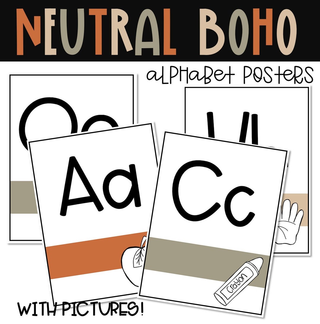 Neutral Boho Alphabet Posters (with Pictures) Classroom Decor - Etsy