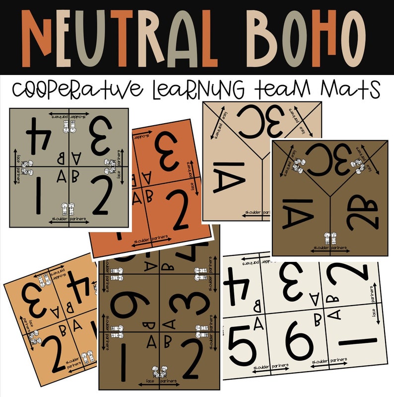 Neutral Boho Cooperative Learning Team Mats Classroom Decor - Etsy