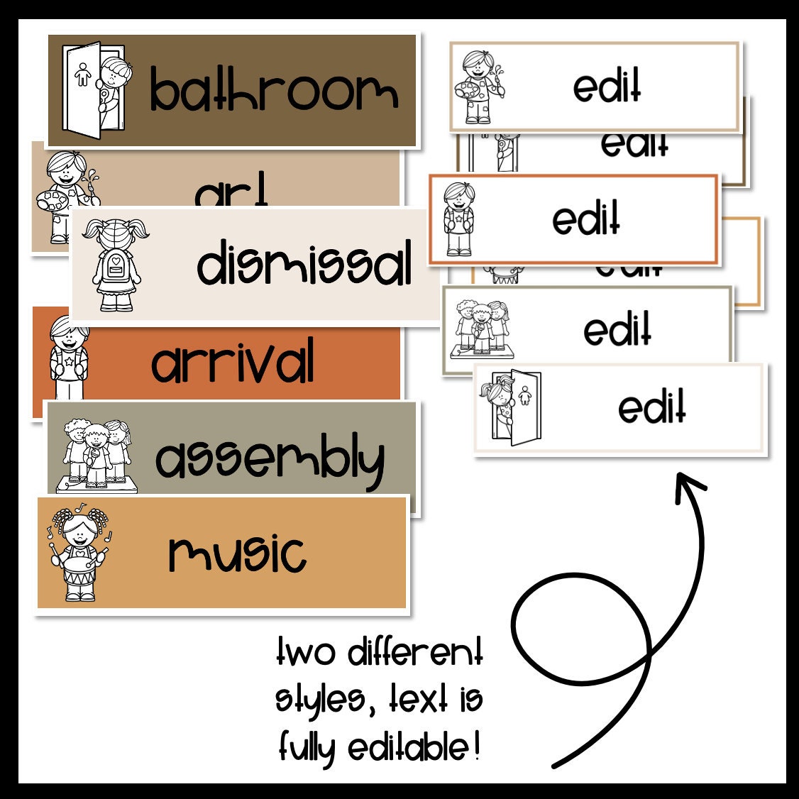 Neutral Boho Classroom Decor EDITABLE Daily Schedule Cards (with ...