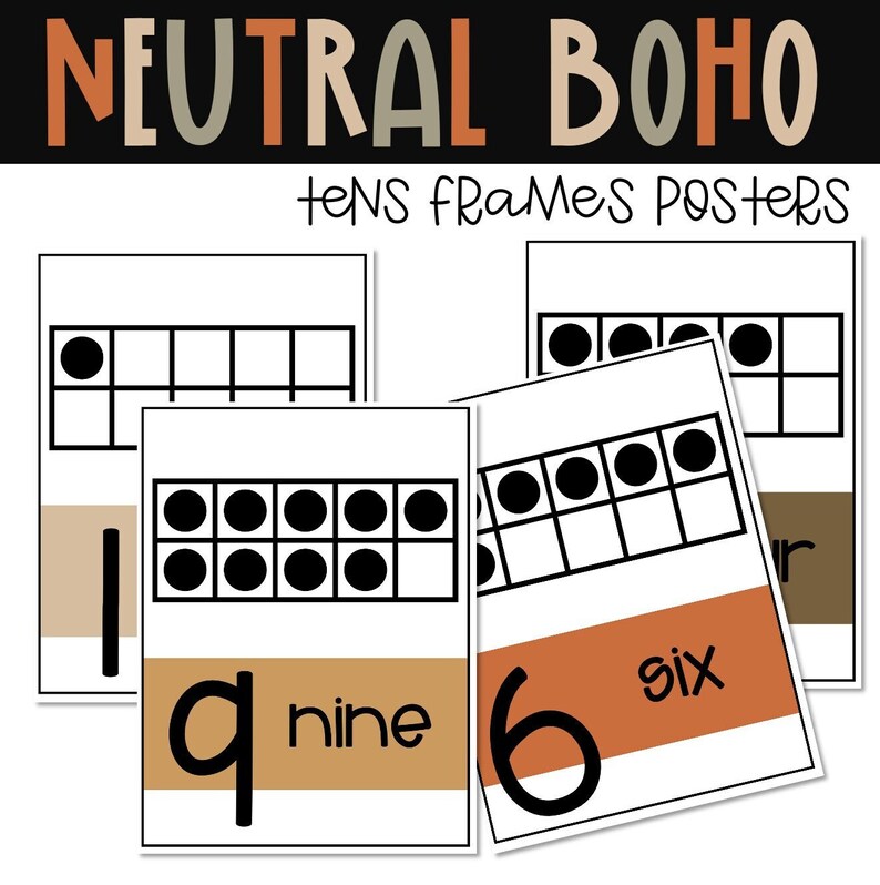 Neutral Boho Tens Frame Number Posters Classroom Decor - Etsy