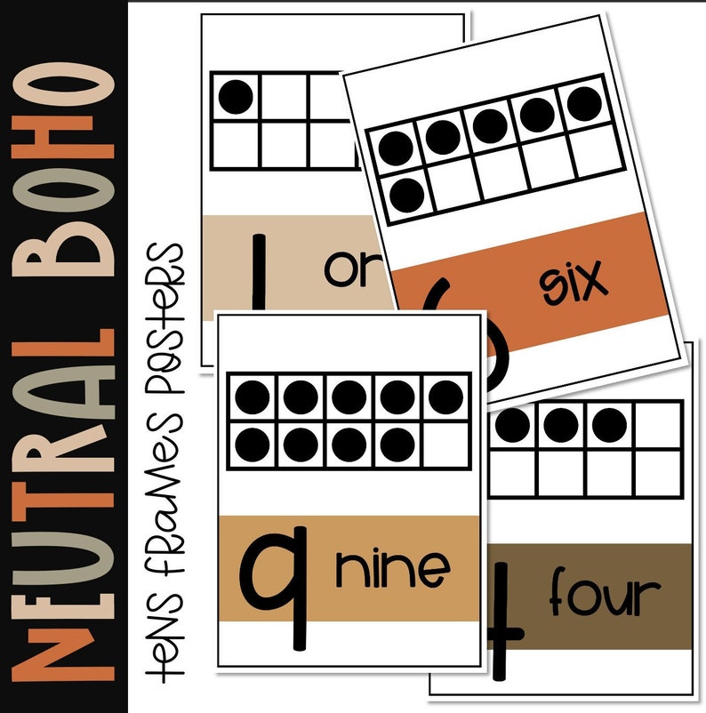 Neutral Boho Classroom Decor Tens Frame Number Poster Display - Etsy