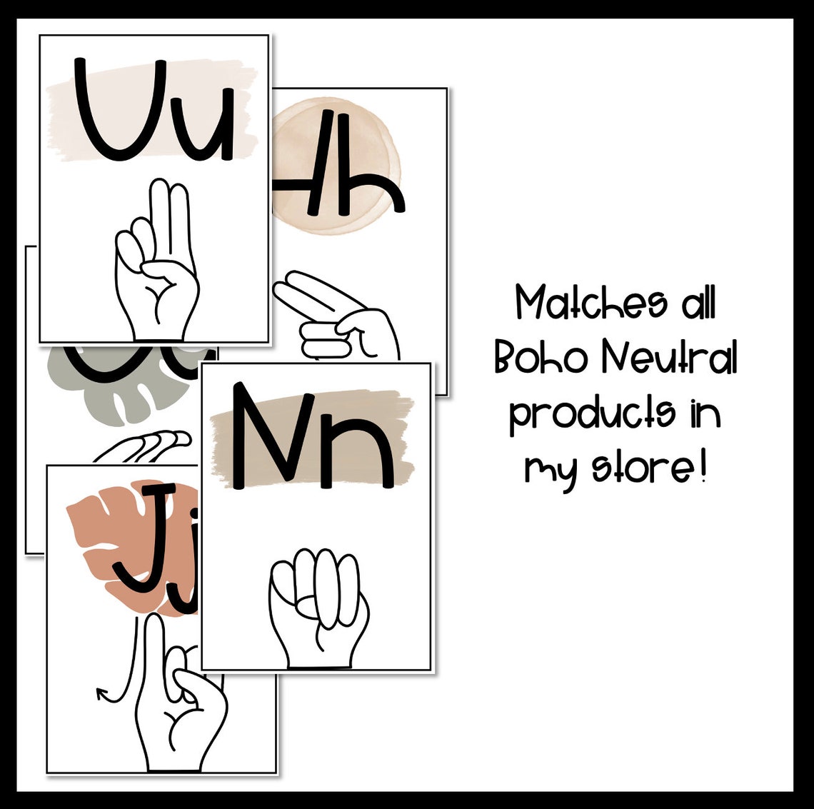 Neutral Boho ASL Alphabet Classroom Decor - Etsy