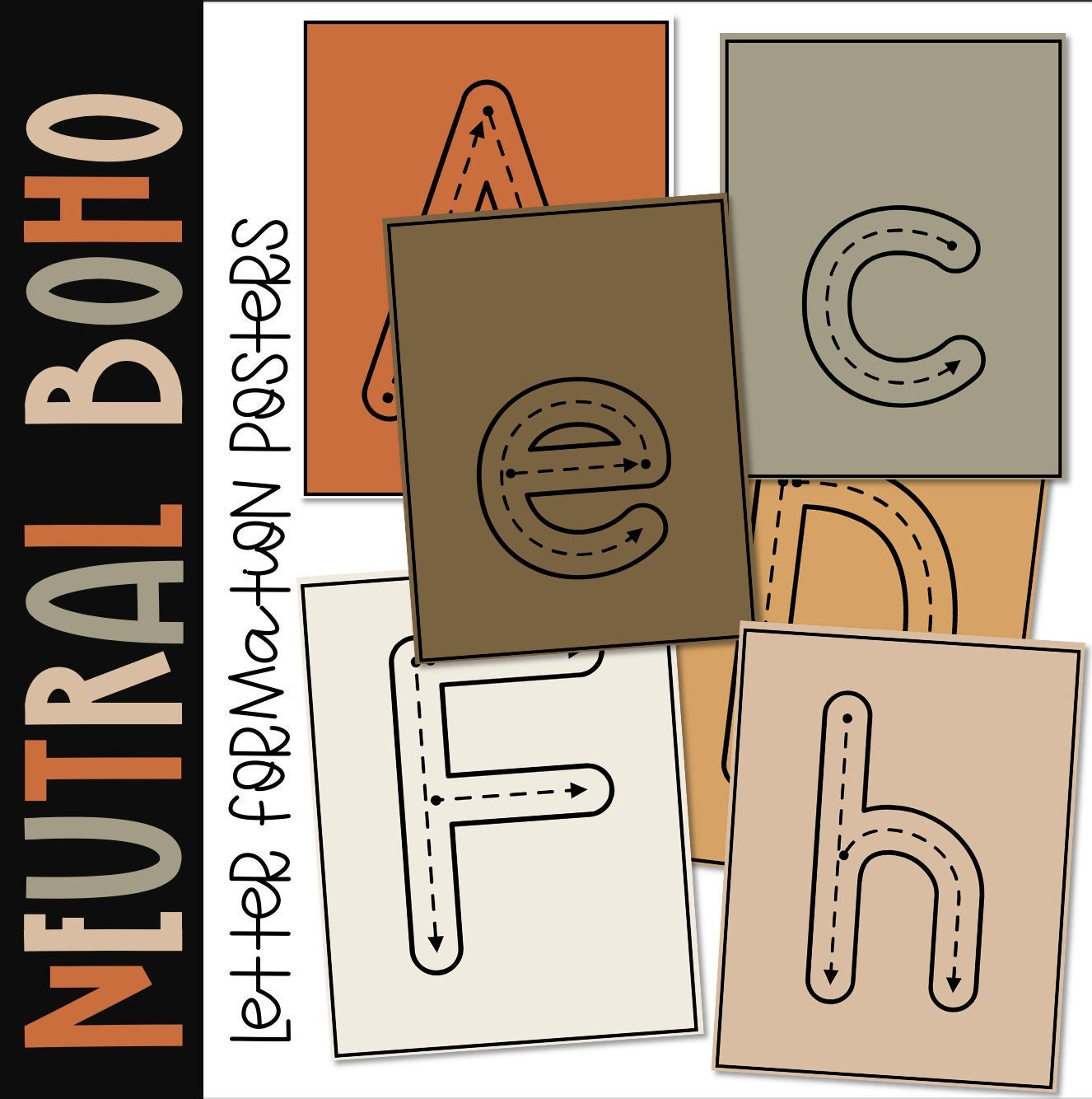 Neutral Boho Classroom Decor Letter Formation Poster Display - Etsy