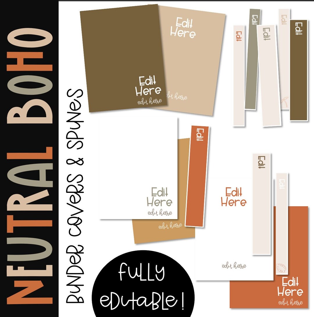 Neutral Boho Classroom Decor EDITABLE Binder Covers & Spines - Etsy