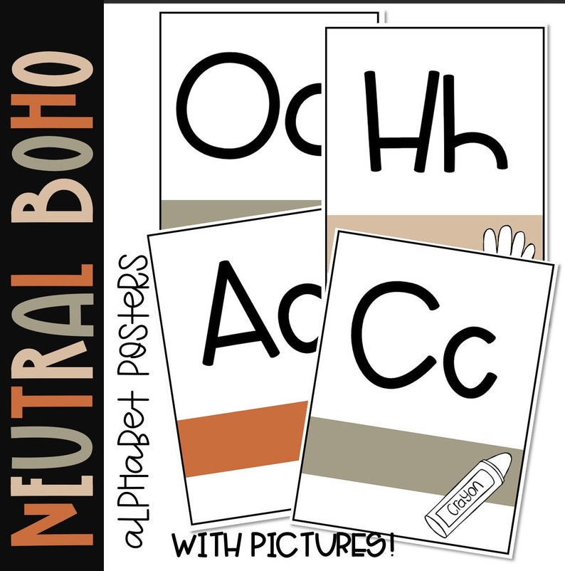 Neutral Boho Classroom Decor Alphabet Poster Display (with Pictures) - Etsy