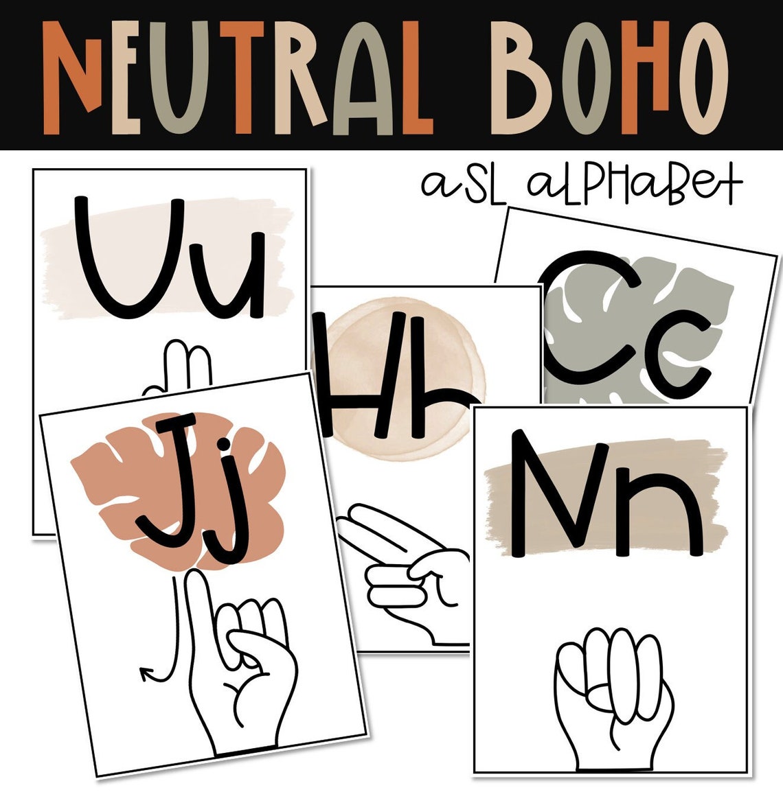 Neutral Boho ASL Alphabet Classroom Decor - Etsy