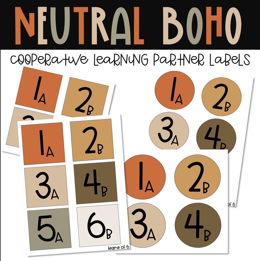 Neutral Boho Cooperative Learning Individual Partner Number Labels ...
