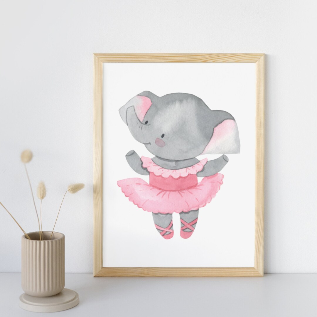 Pink Elephant Nursery Art, Ballerina Nursery Print - Etsy