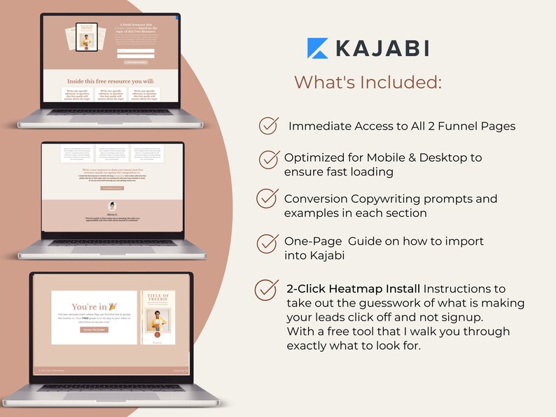 Opt-in Landing Page Kajabi Template Bundle - PINK | 2 High-converting Kajabi Funnel Pages for ...