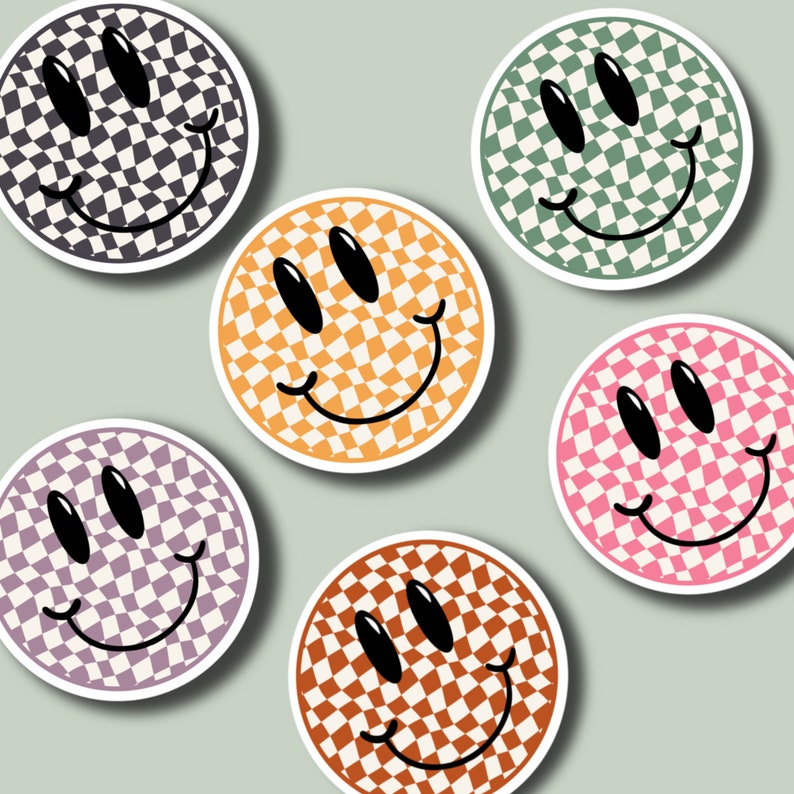 Chic Retro Checkerboard Smiley Face Stickers: Spread Positivity ...
