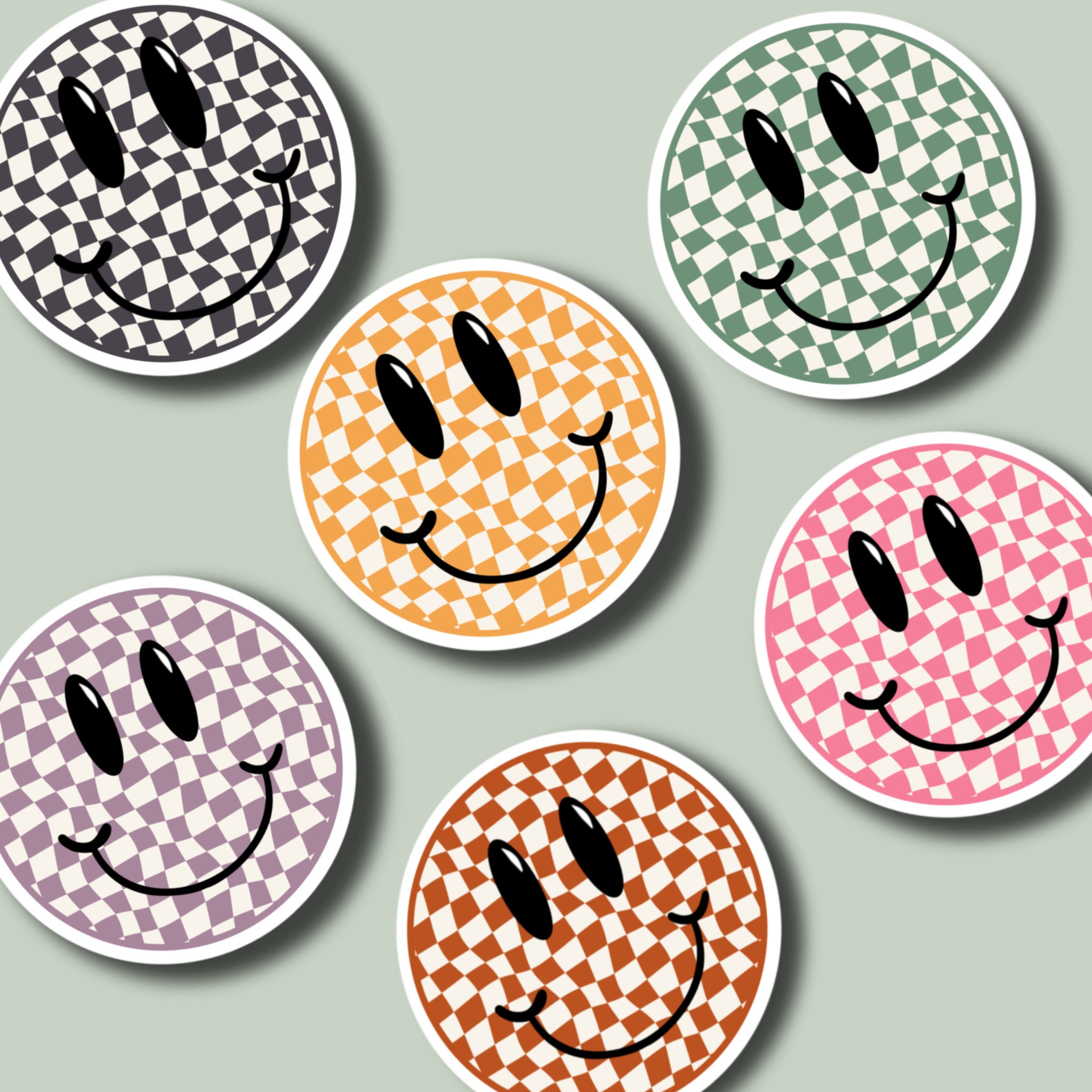 Chic Retro Checkerboard Smiley Face Stickers: Spread Positivity ...