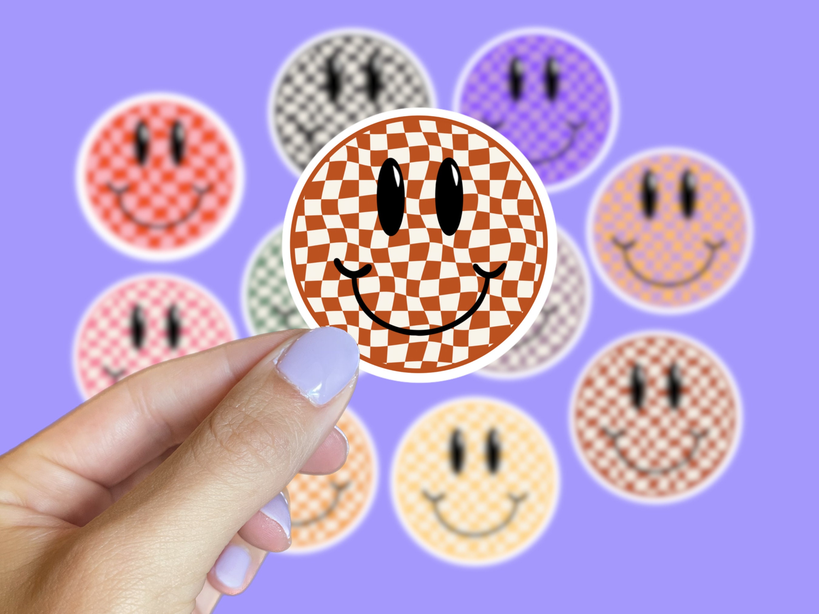 Chic Retro Checkerboard Smiley Face Stickers: Spread - Etsy