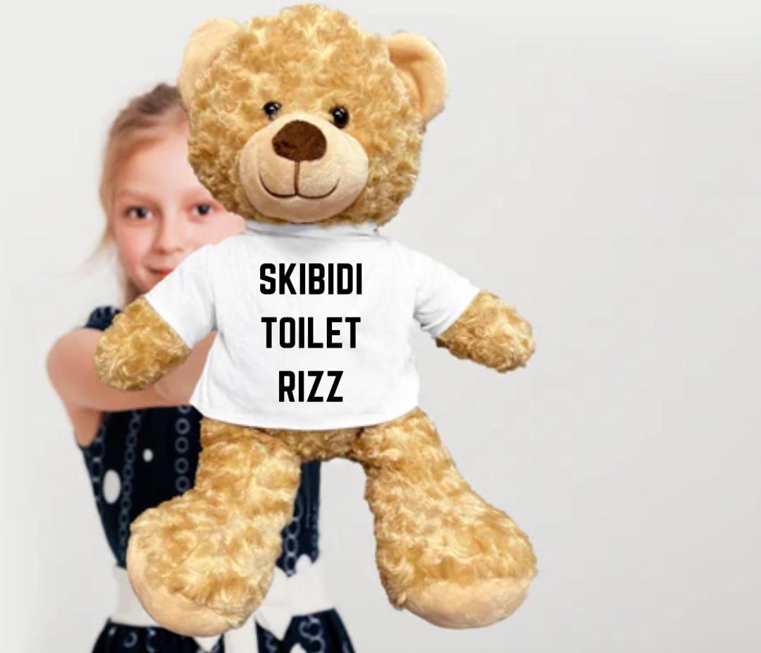 Plush Teddy Bear With Skibidi Toilet Rizz Meme T-shirt Funny Gift Idea ...