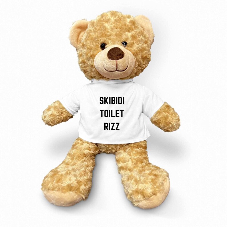 Plush Teddy Bear With Skibidi Toilet Rizz Meme T-shirt Funny Gift Idea ...