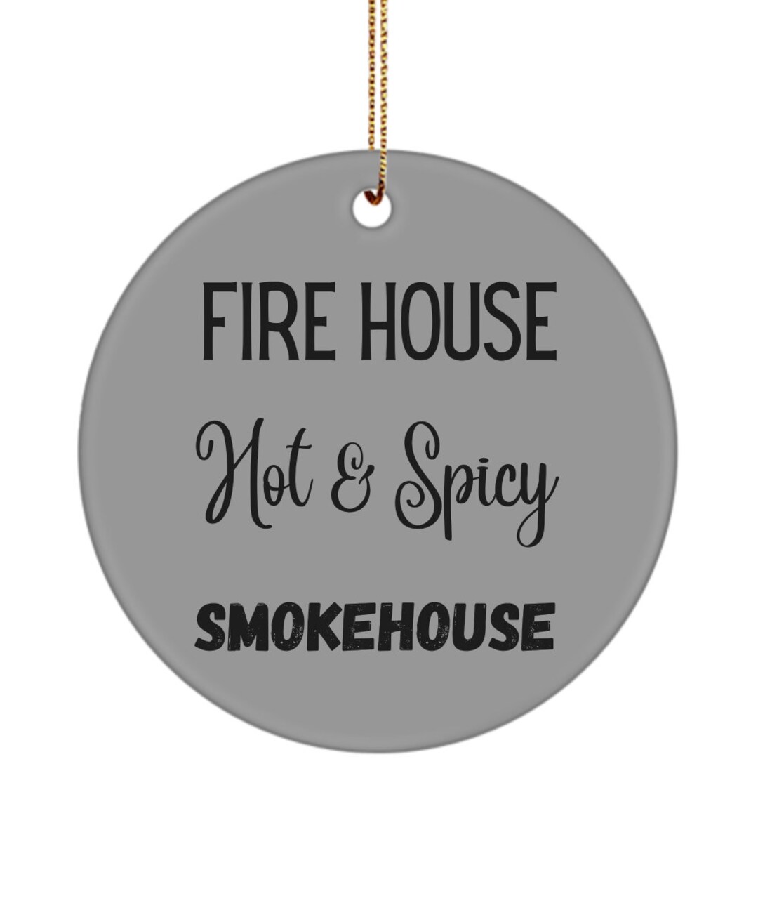 Firehouse Ornament, Firefighter Smokehouse, Round Hanging Xmas Car ...