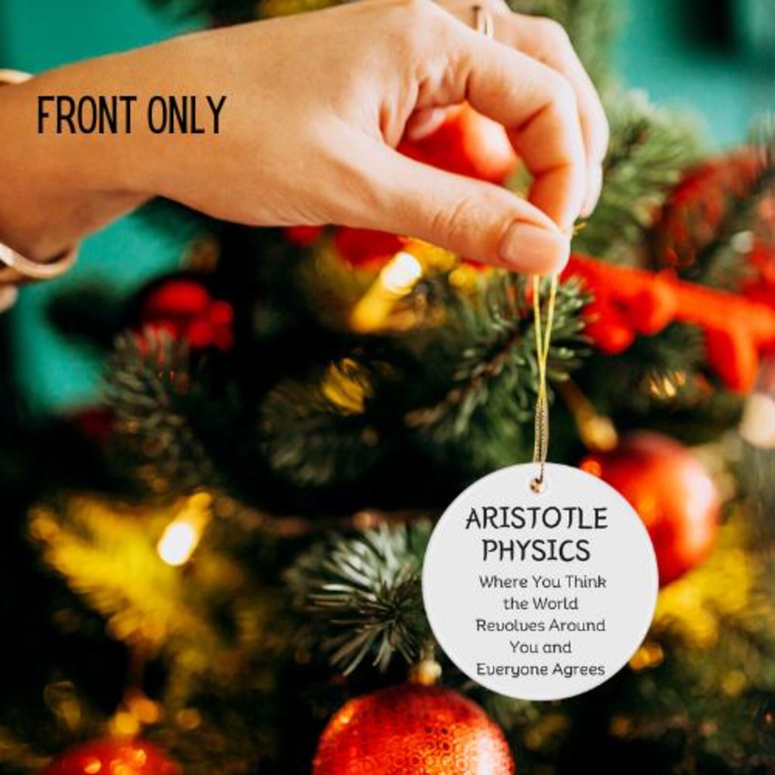 Aristotle Physics Ornament, Round Hanging Xmas Car Ornament for ...