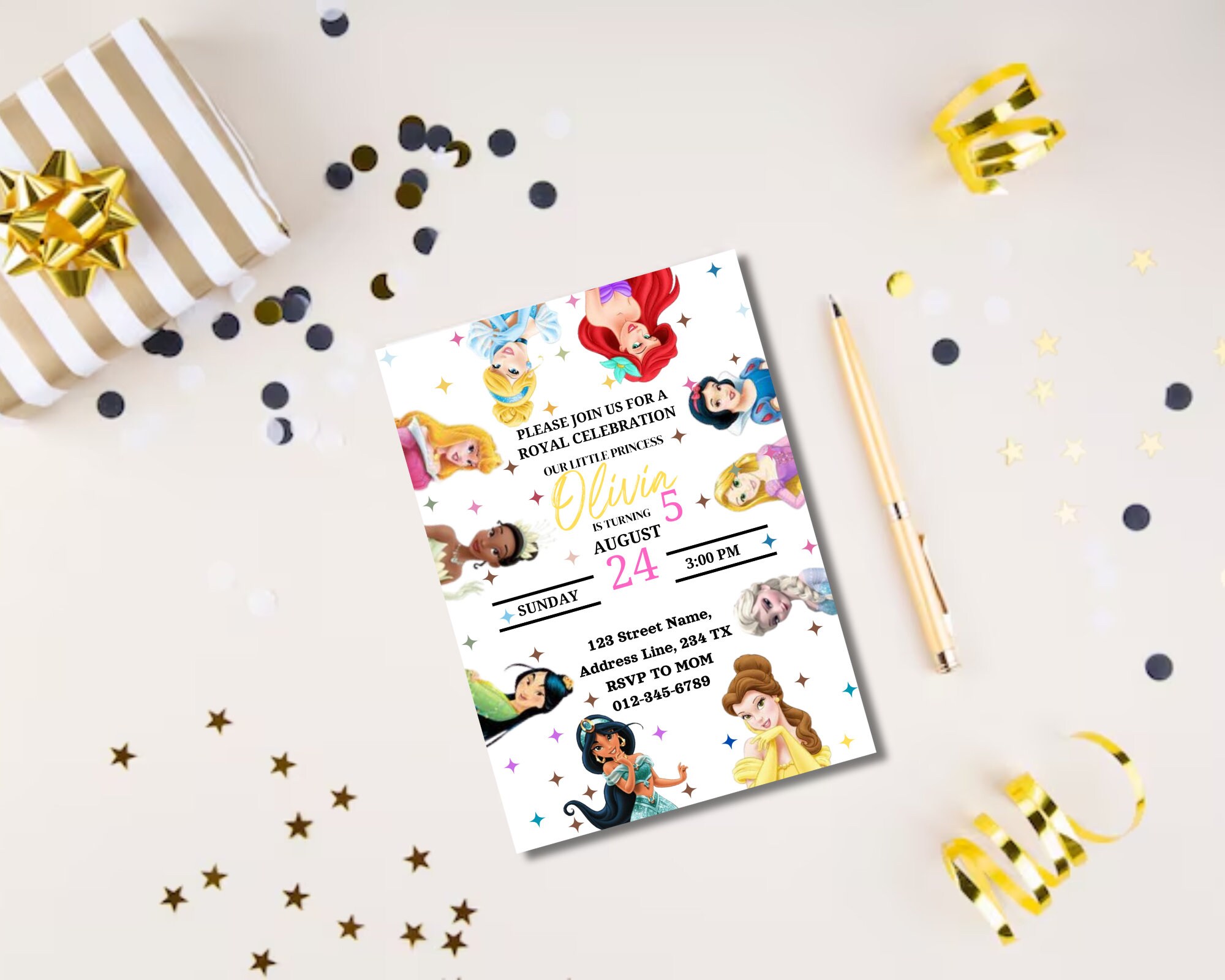 Princess Invitation , Editable Princess Birthday Party Invitation ...