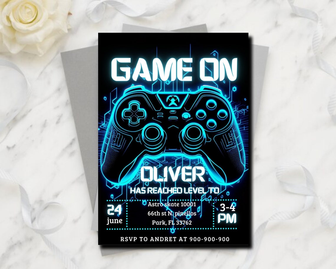 Editable Video Game Party Invitation, Level up Birthday Invite, Gamer ...