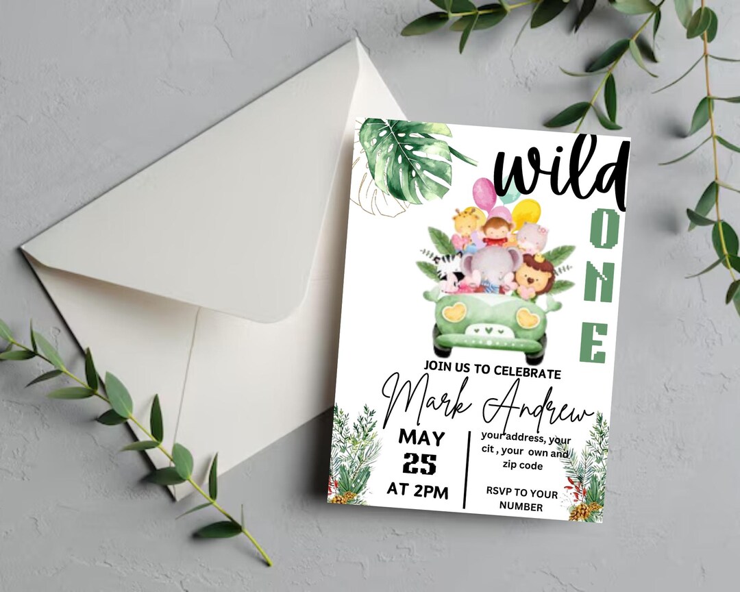 Wild One 1st Birthday Invitation, Wild One Birthday Invitation, Safari ...