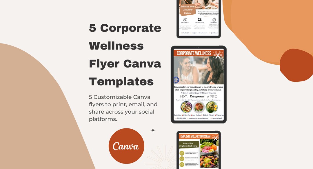 5 Corporate Wellness Flyers Canva Template - Etsy