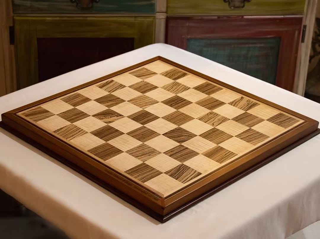 Handcrafted Curly Maple Chessboard: Zebrawood & Padauk Base - Etsy