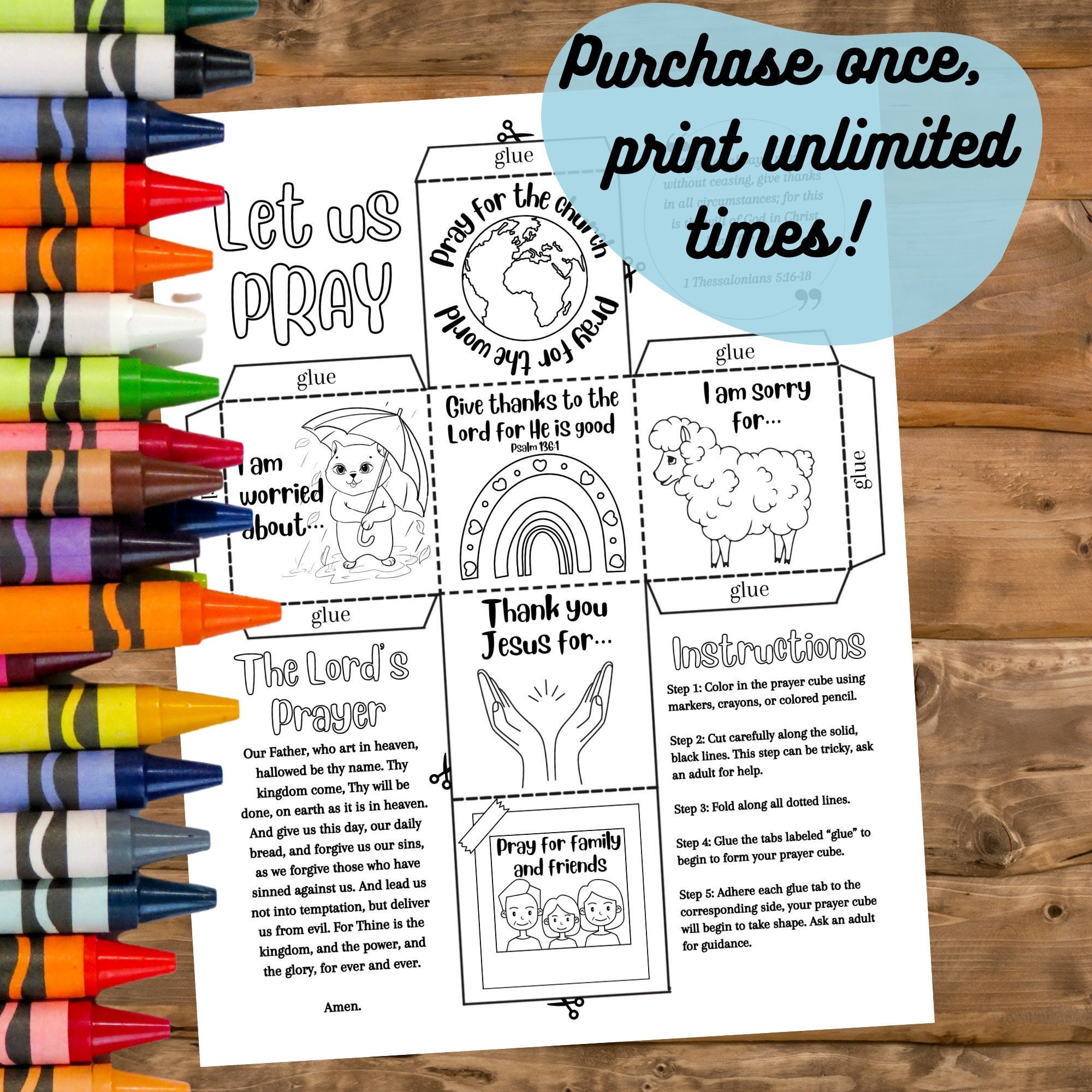 Prayer Cube | Christian Homeschool Activity | Paper Craft | Sunday ...