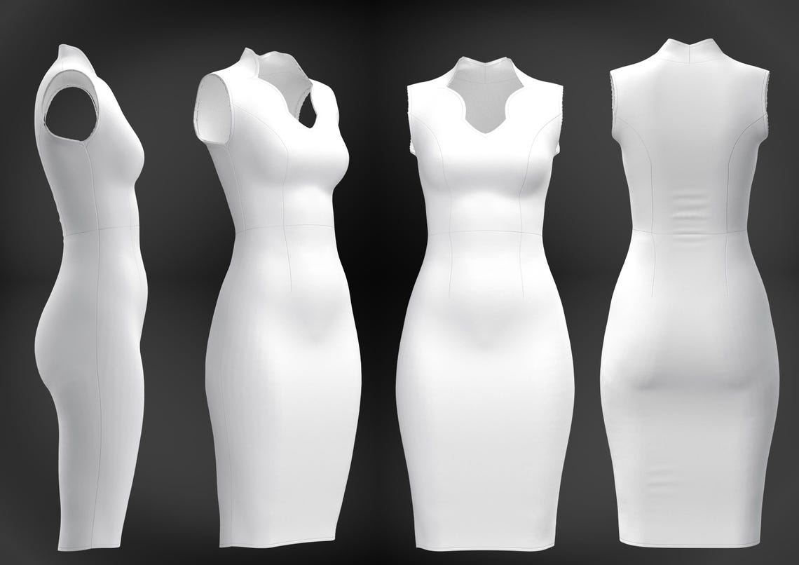 Tweed Pencil Dress 3D Model: Fashion Design File (ZPRJ Digital Download ...
